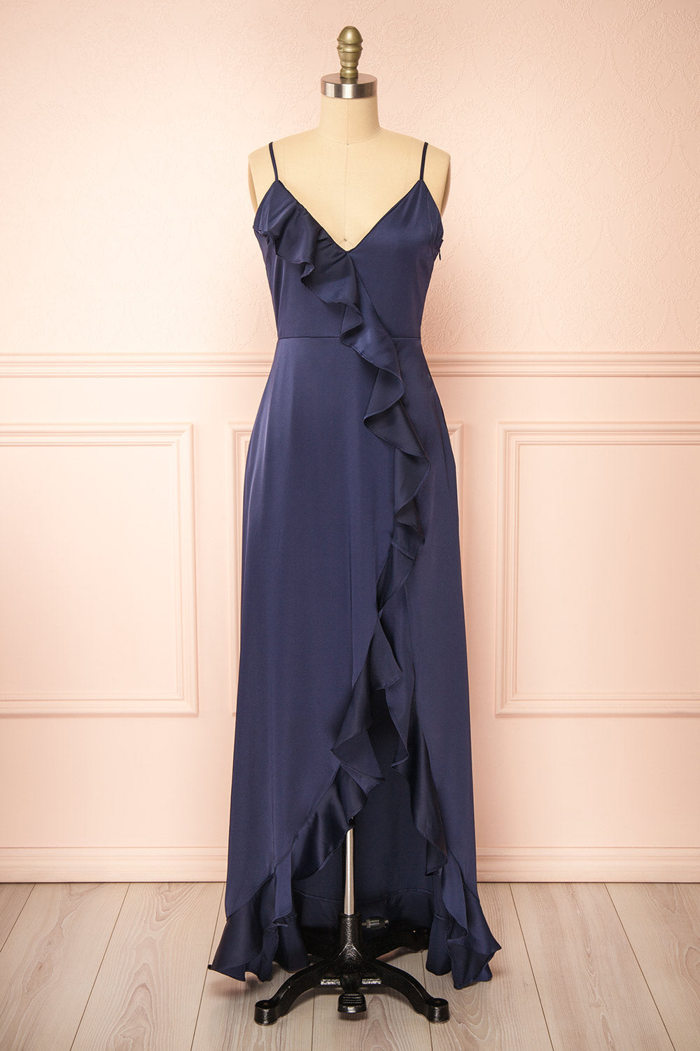 Yoani Navy Maxi Dress w/ Ruffles | Boutique 1861