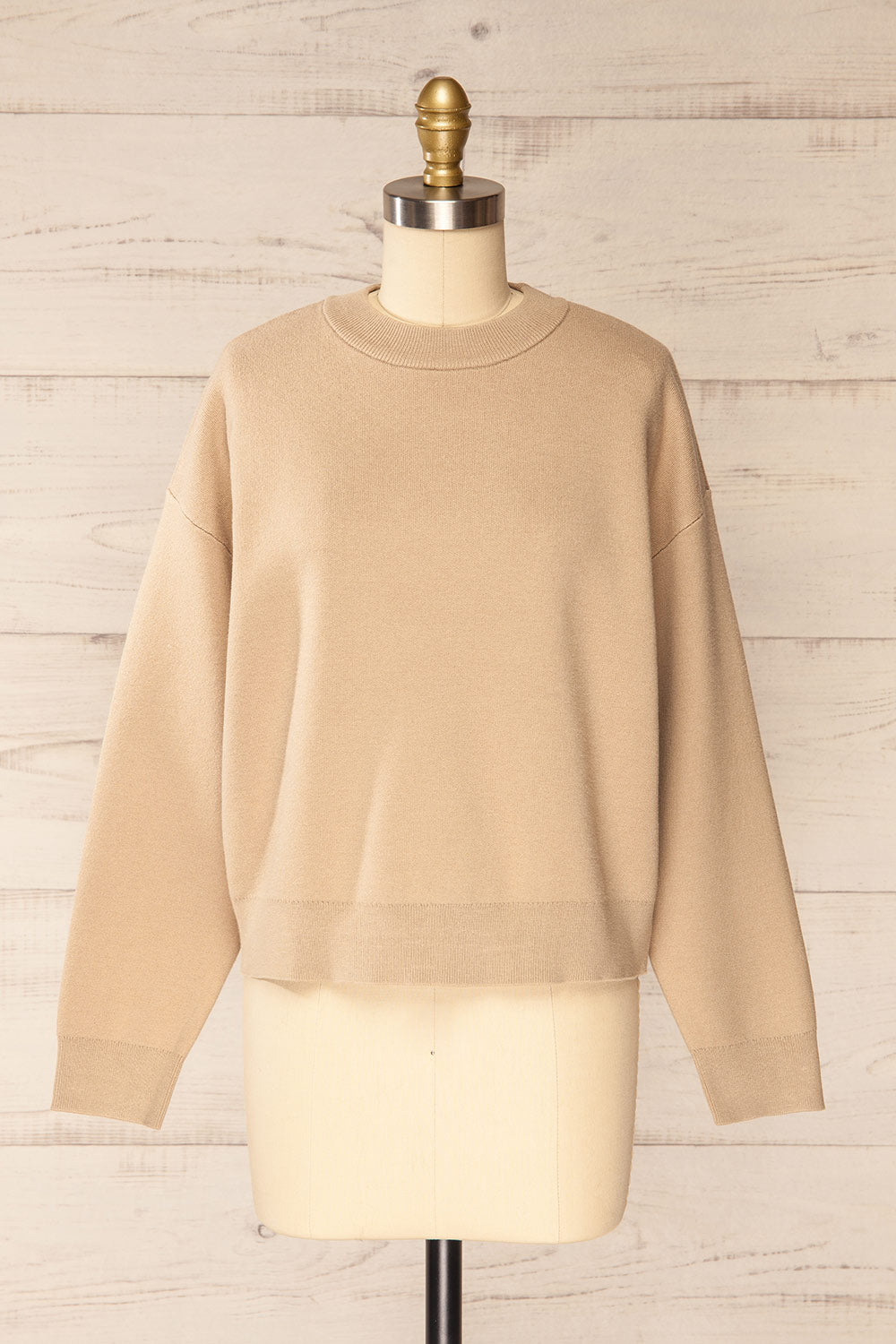 Calye Taupe Oversized Short Sweater | La petite garçonne
