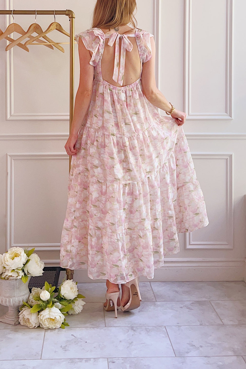Anania Shimmery Floral Midi Dress | Boutique 1861