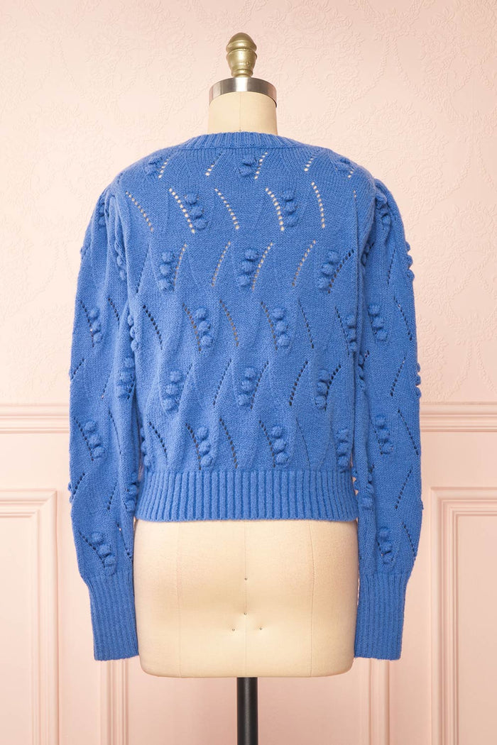 Alexis Blue Sweater w/ Pompoms | Boutique 1861