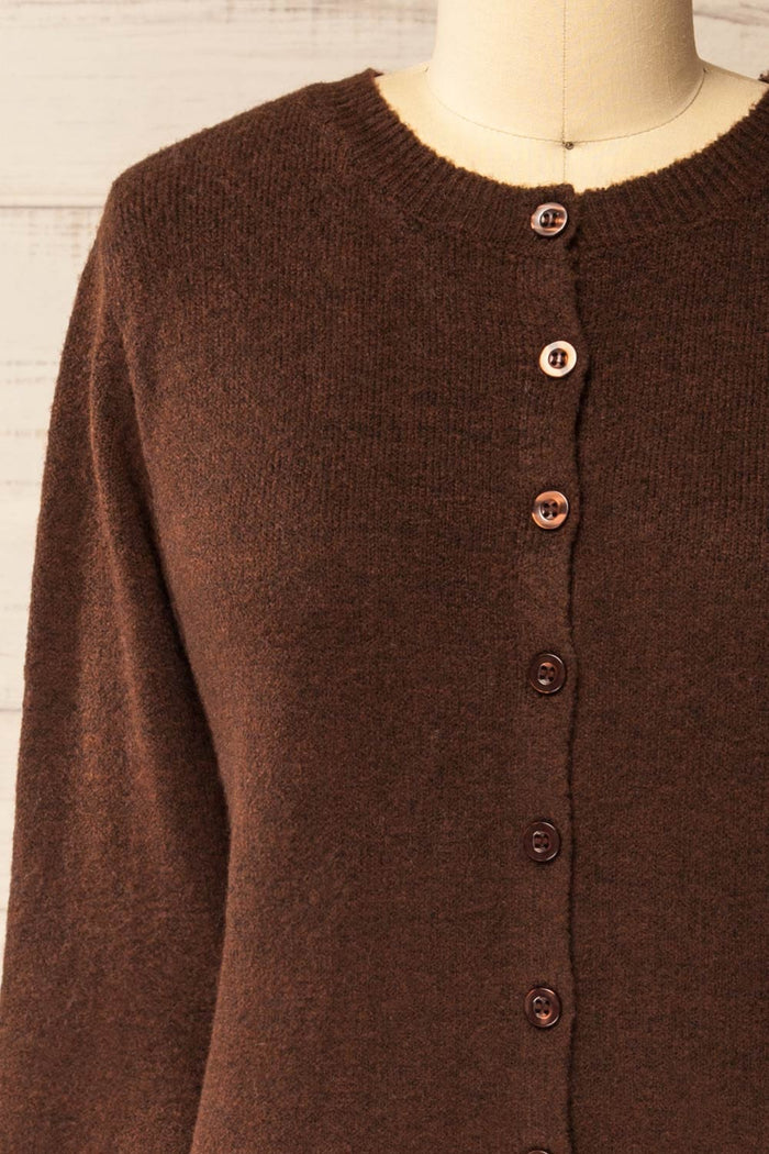 Andenes Brown Buttoned-Up Cardigan | La petite garçonne