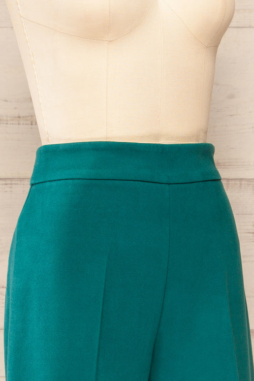 Auckland Teal Cropped Felt Wide-Leg Pants | La petite garçonne