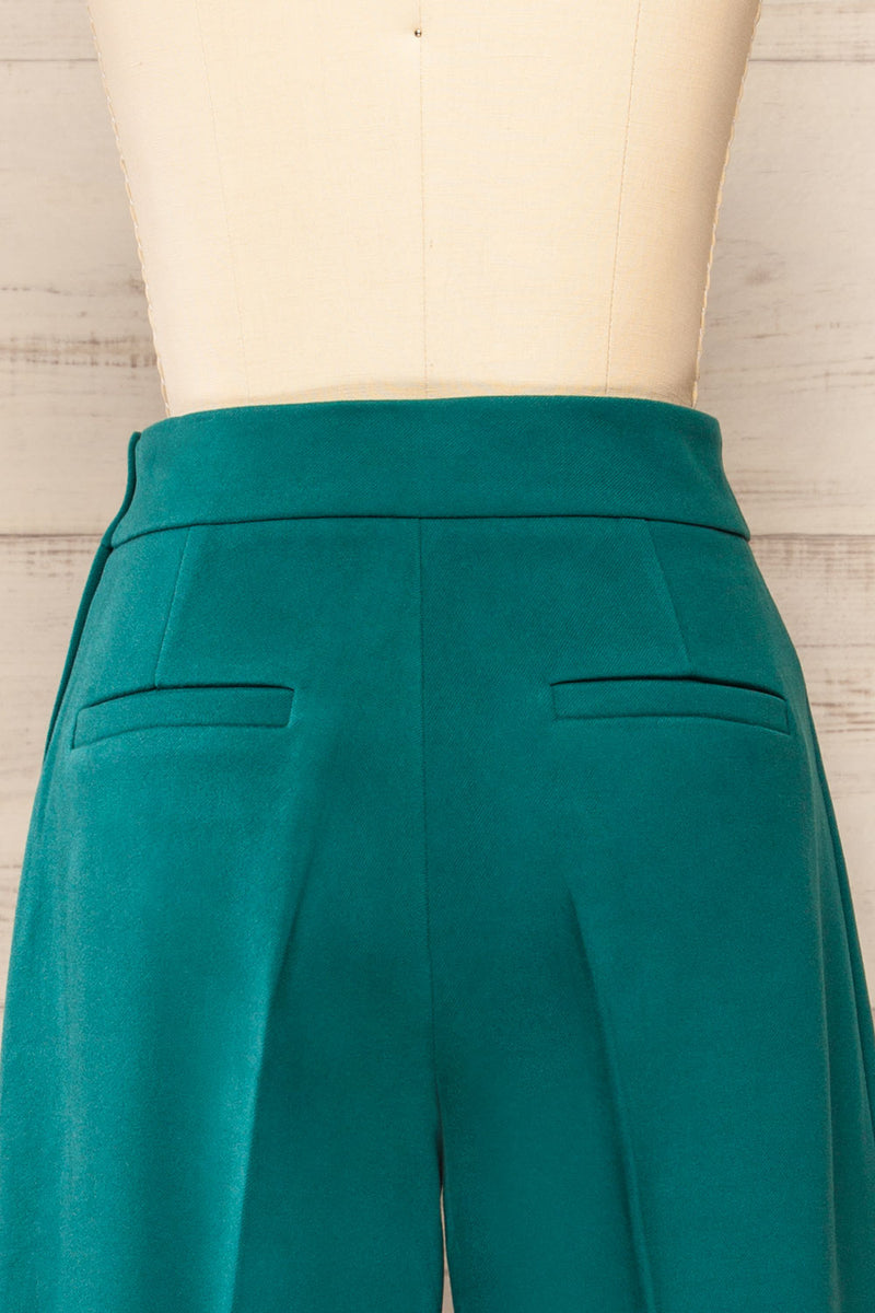 Auckland Teal Cropped Felt Wide-Leg Pants | La petite garçonne