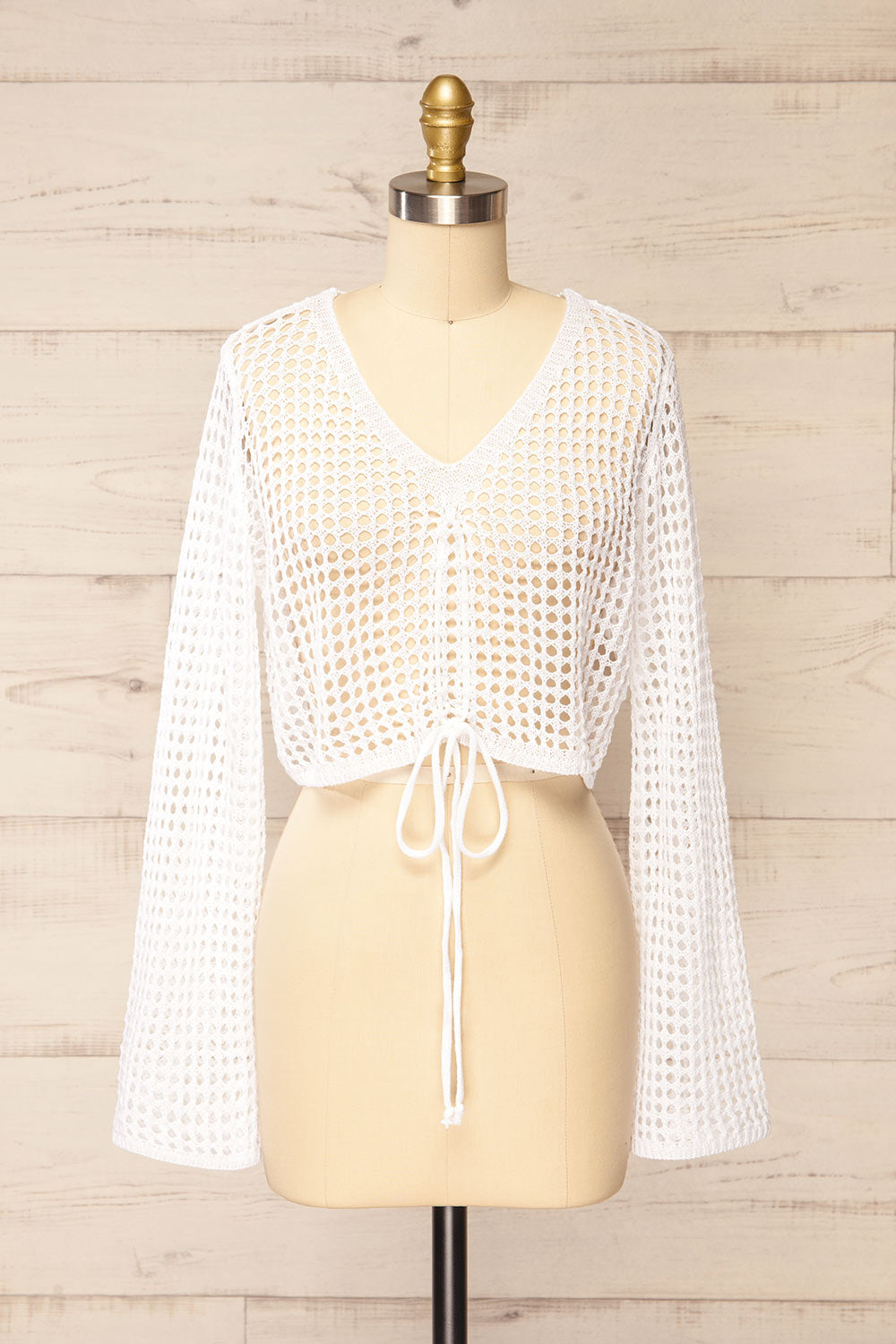 Becky White Crochet Top w/ Drawstrings | La petite garçonne