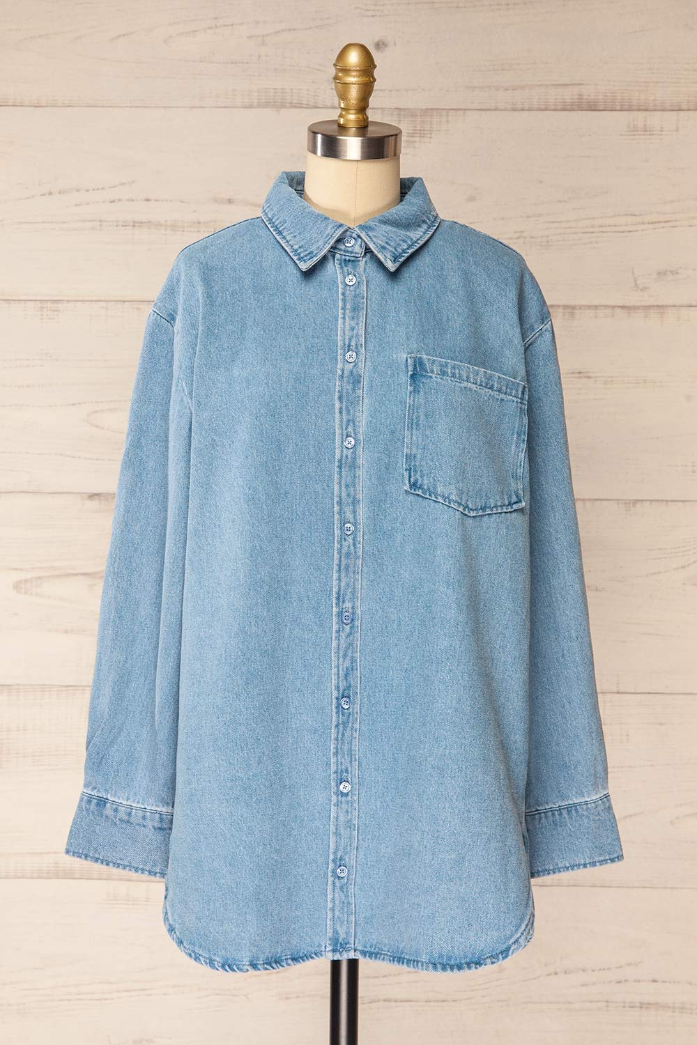 Benoni Oversized Blue Denim Top | La petite garçonne
