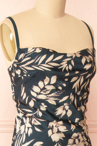 Casey Long Dark Floral Satin Dress | Boutique 1861
