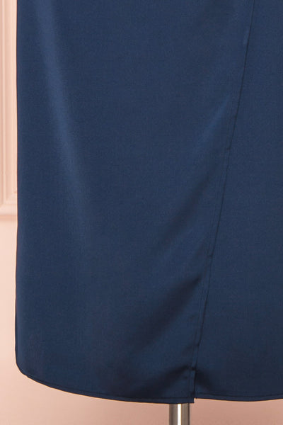 Chloe Navy Silky Midi Slip Dress | Boutique 1861