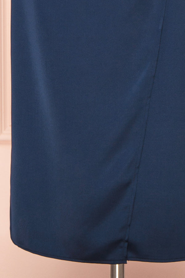 Chloe Navy Silky Midi Slip Dress | Boutique 1861