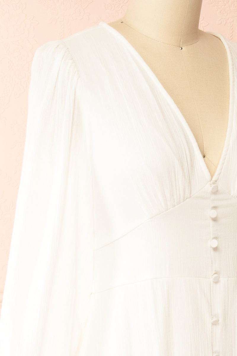 Corentine White Long-Sleeve Button-Down Maxi Dress | Boutique 1861