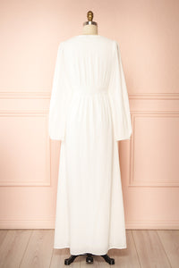 Corentine White Long-Sleeve Button-Down Maxi Dress | Boutique 1861