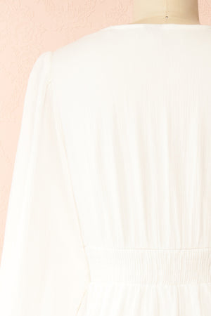Corentine White Long-Sleeve Button-Down Maxi Dress | Boutique 1861