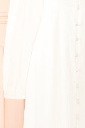 Corentine White Long-Sleeve Button-Down Maxi Dress | Boutique 1861