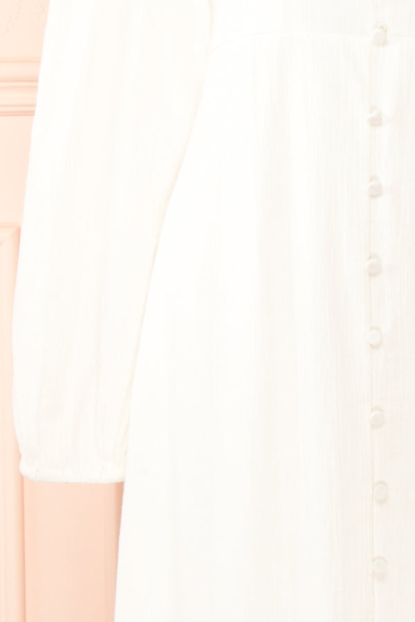 Corentine White Long-Sleeve Button-Down Maxi Dress | Boutique 1861
