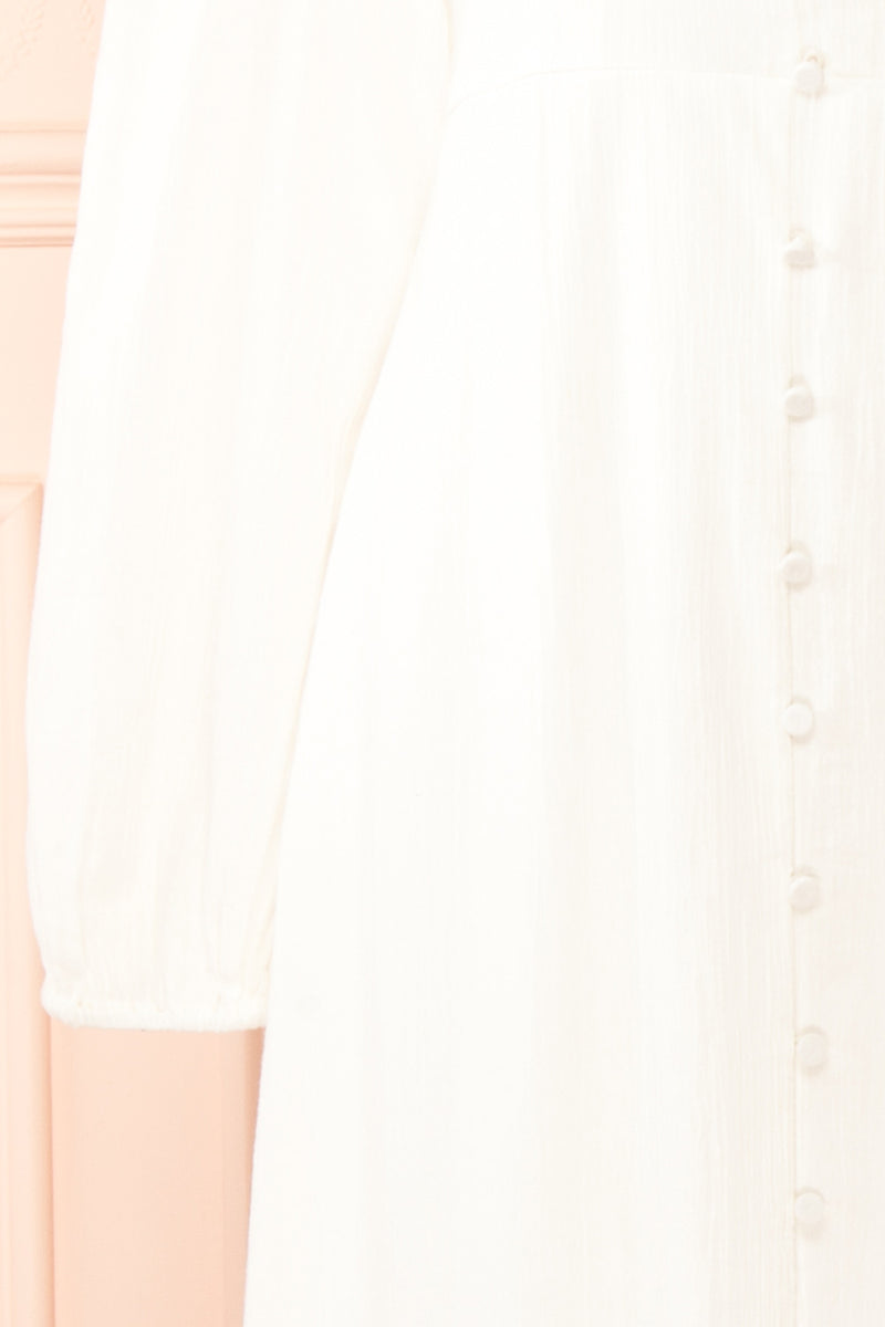 Corentine White Long-Sleeve Button-Down Maxi Dress | Boutique 1861