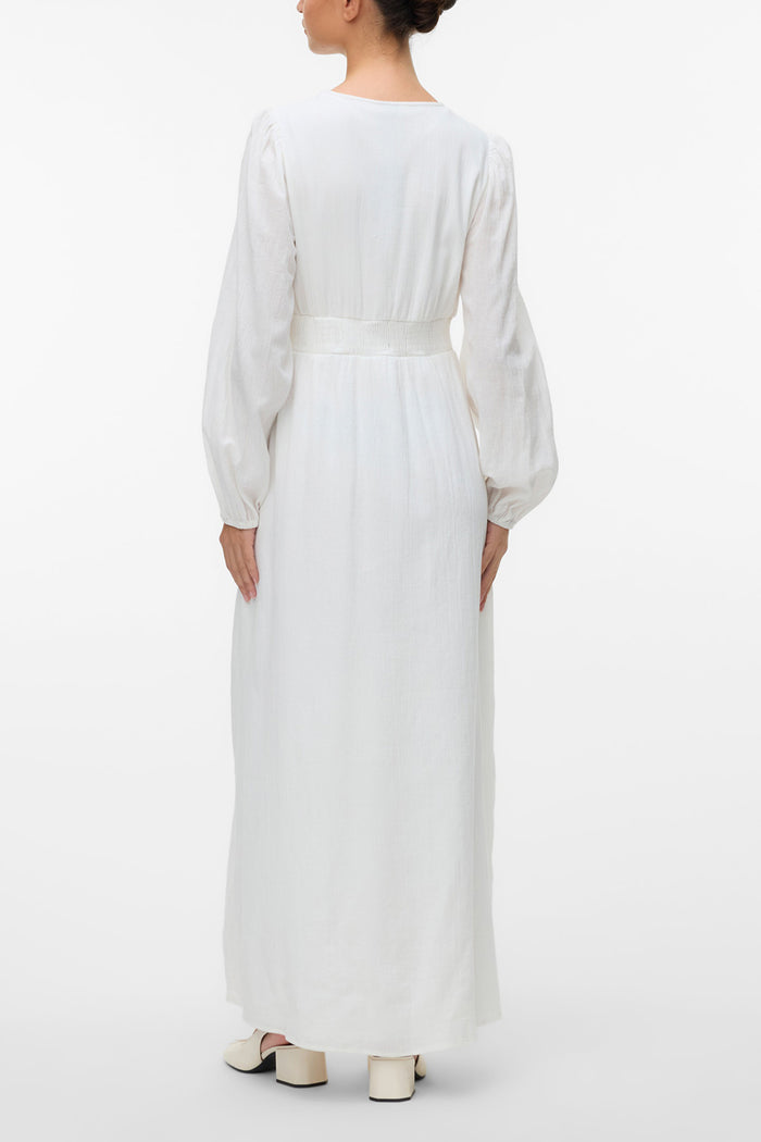 Corentine White Long-Sleeve Button-Down Maxi Dress | Boutique 1861