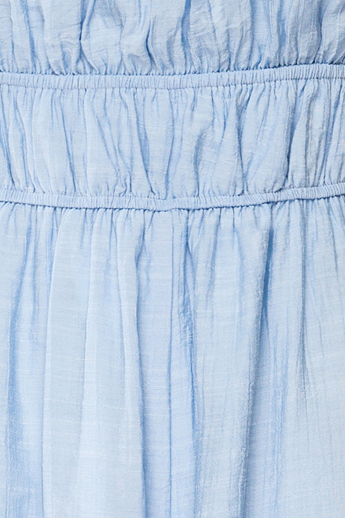Damascus Blue Short Romper w/ Puffy Sleeves | La petite garçonne