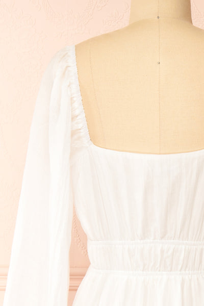 Fallon White Maxi Dress w/ Long Sleeves | Boutique 1861