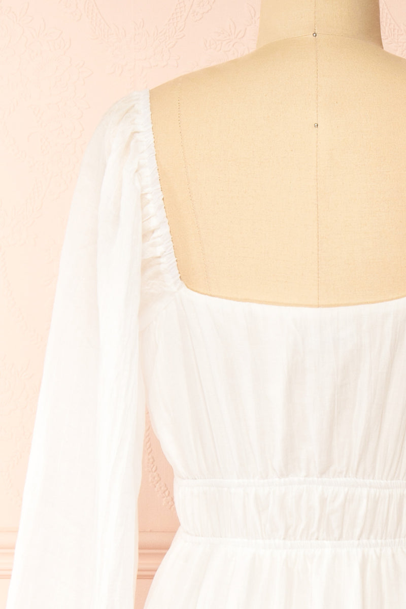 Fallon White Maxi Dress w/ Long Sleeves | Boutique 1861