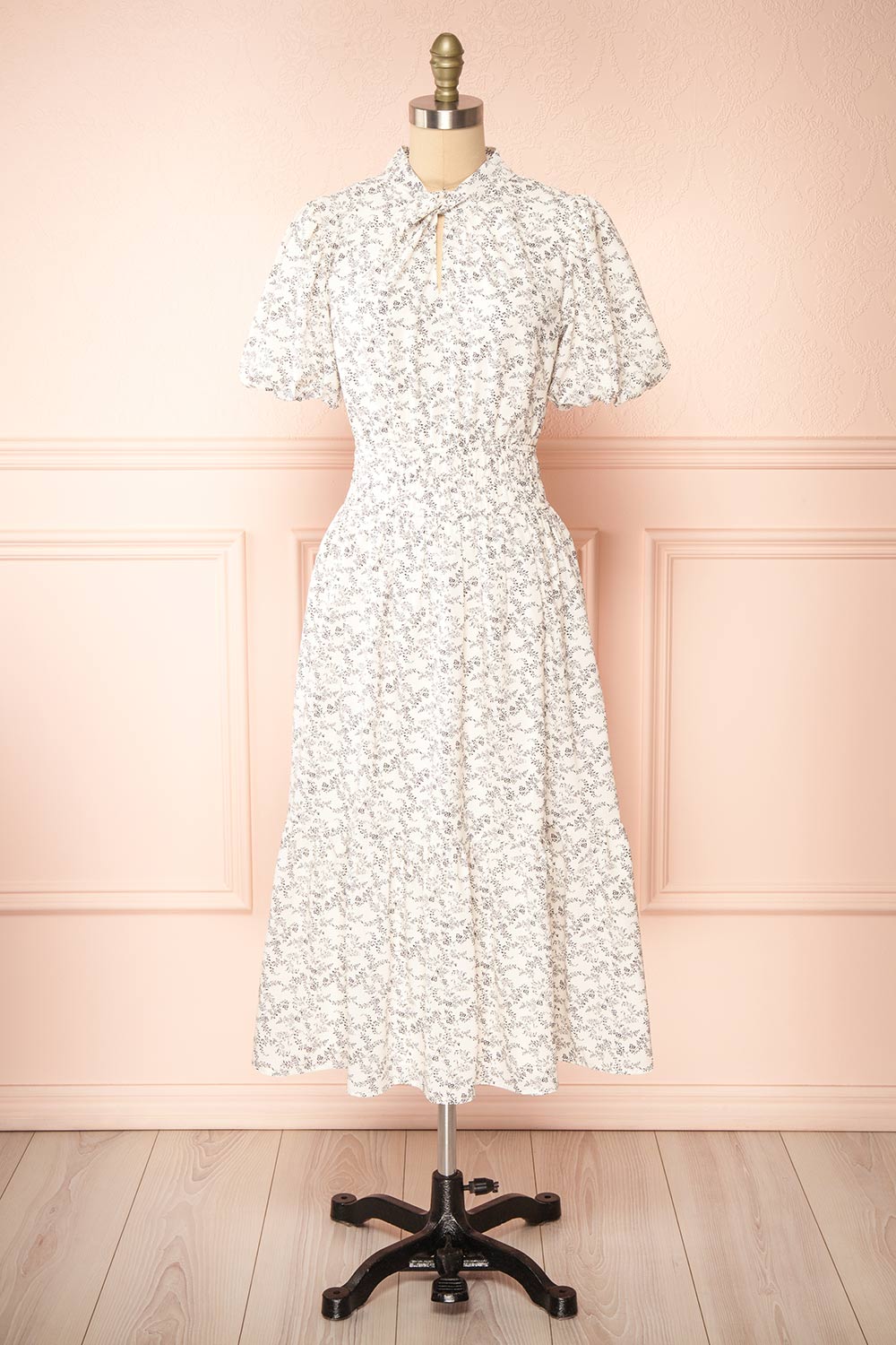 Faybelle White Silky Floral Midi Dress | Boutique 1861