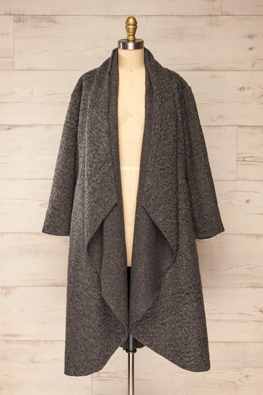 Funafuti Charcoal Long Open Felt Cardigan | La petite garçonne