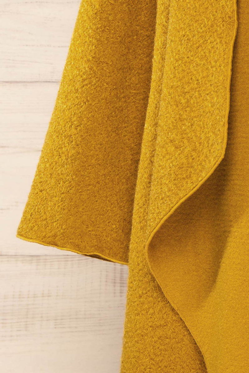 Funafuti Chartreuse Long Open Felt Cardigan| La petite garçonne
