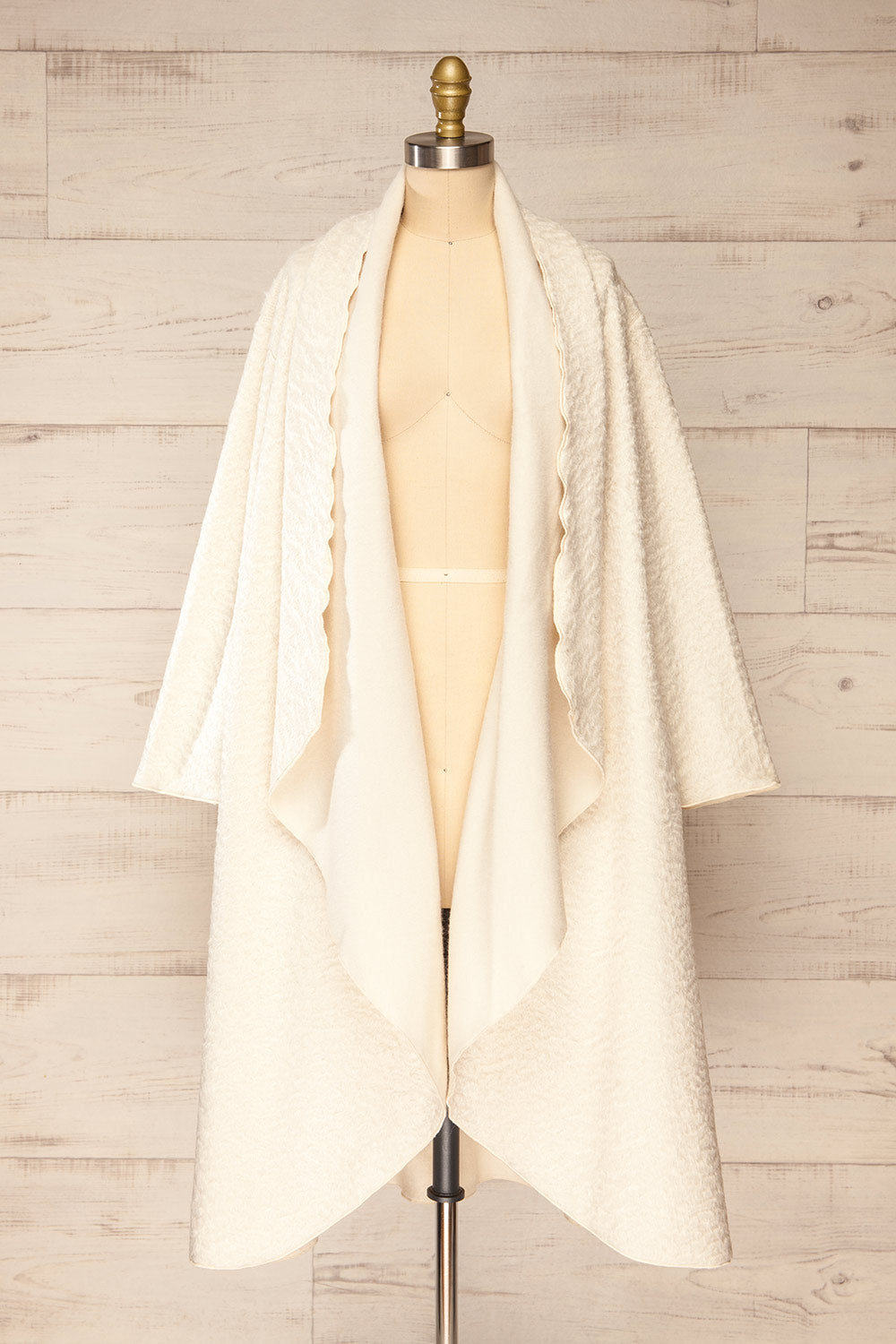 Funafuti Ivory Long Open Felt Cardigan | La petite garçonne
