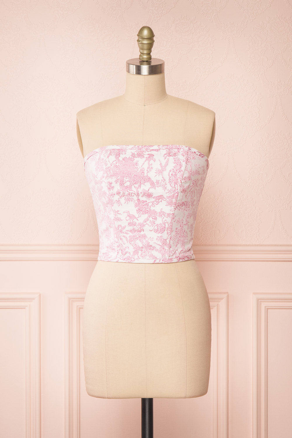 Inaira Pink Bustier Corset Top w/ Animal Print | Boutique 1861