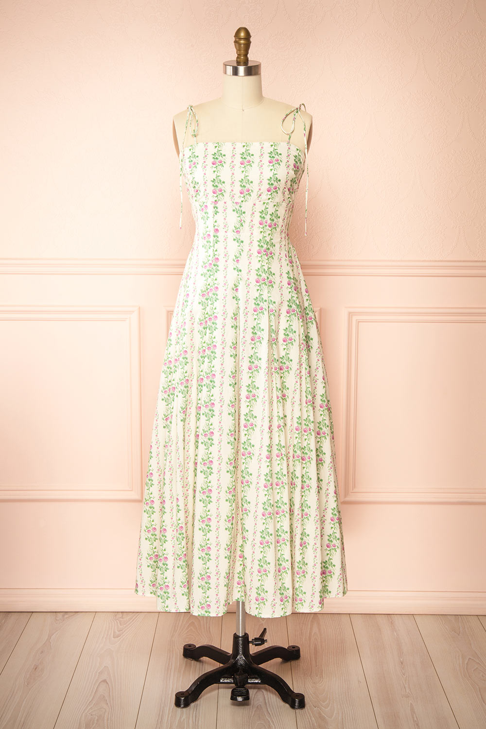 Ismara Midi Dress w/ Vintage Floral Pattern | Boutique 1861
