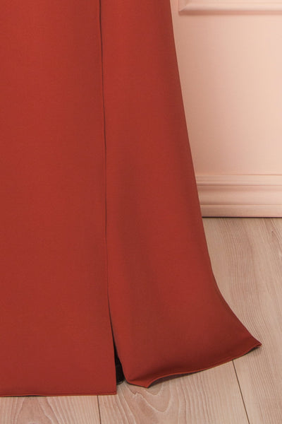 Izabella Rust A-line Maxi Dress with Open Back and Slit by Arti Gogna ...