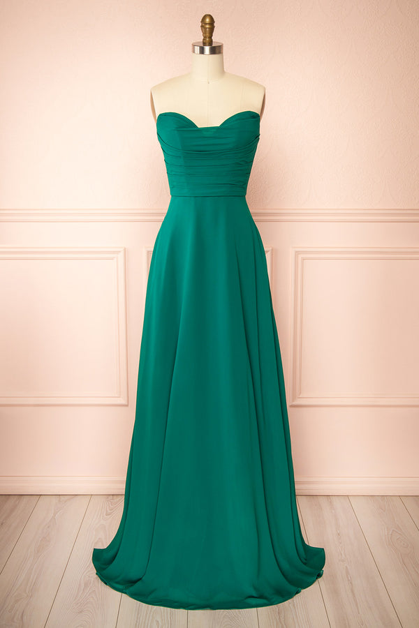 Janie Vert Robe Maxi en Chiffon avec Décolleté en Coeur et Foulard ...