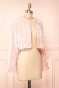 Josette Pink Tweed-Style Cropped Jacket | Boutique 1861