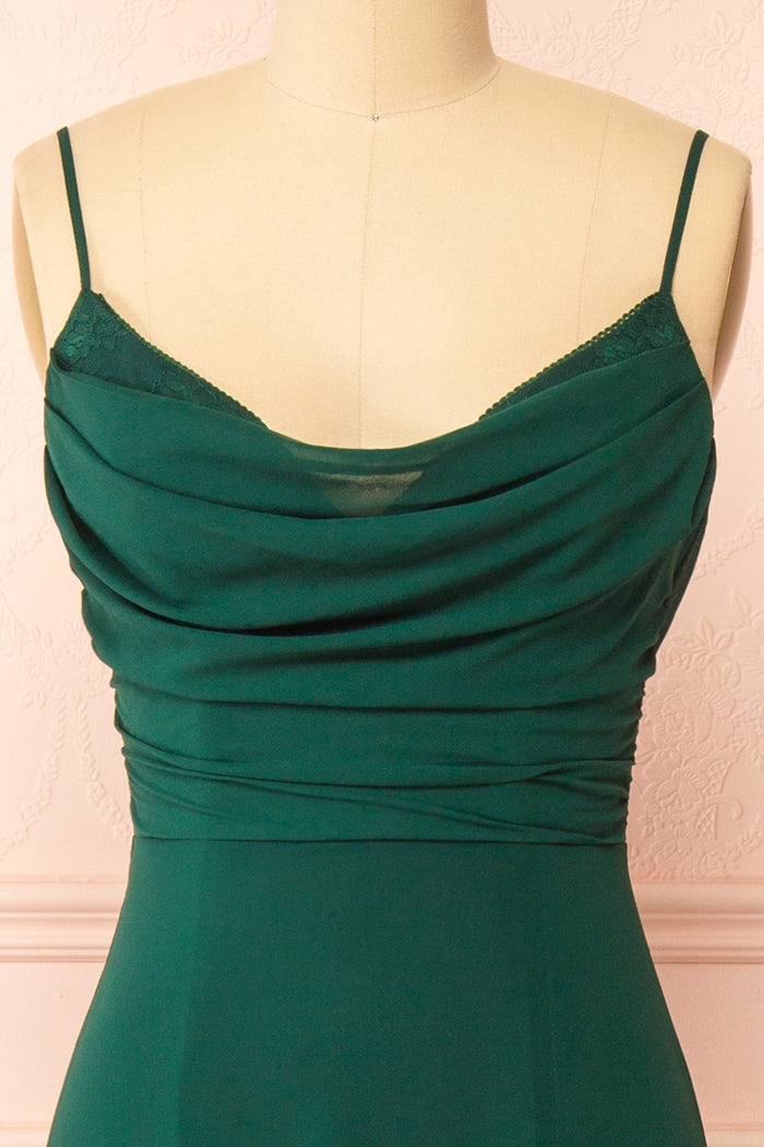 Kieran Green A-Line Maxi Dress w/ Lace | Boutique 1861