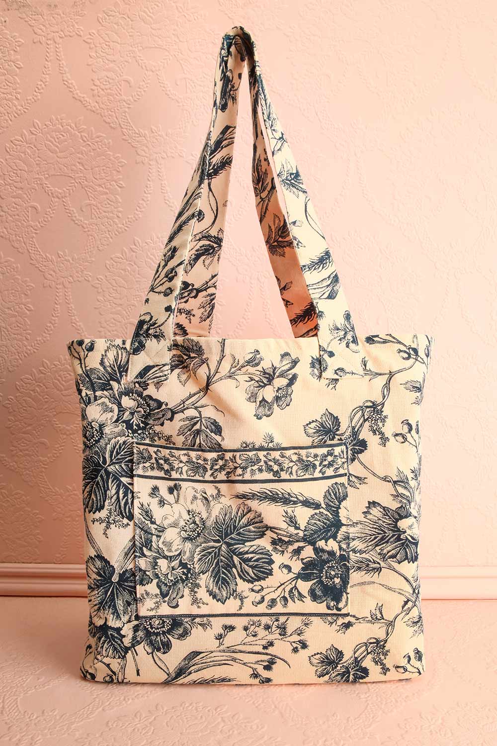 Koulina Navy Floral Pattern Tote Bag | Boutique 1861