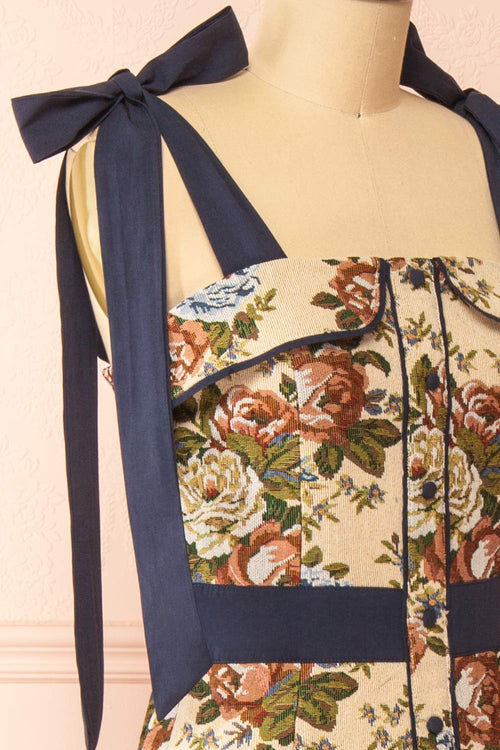 Lonnie Long Jacquard Dress w/ Tie Straps | Boutique 1861