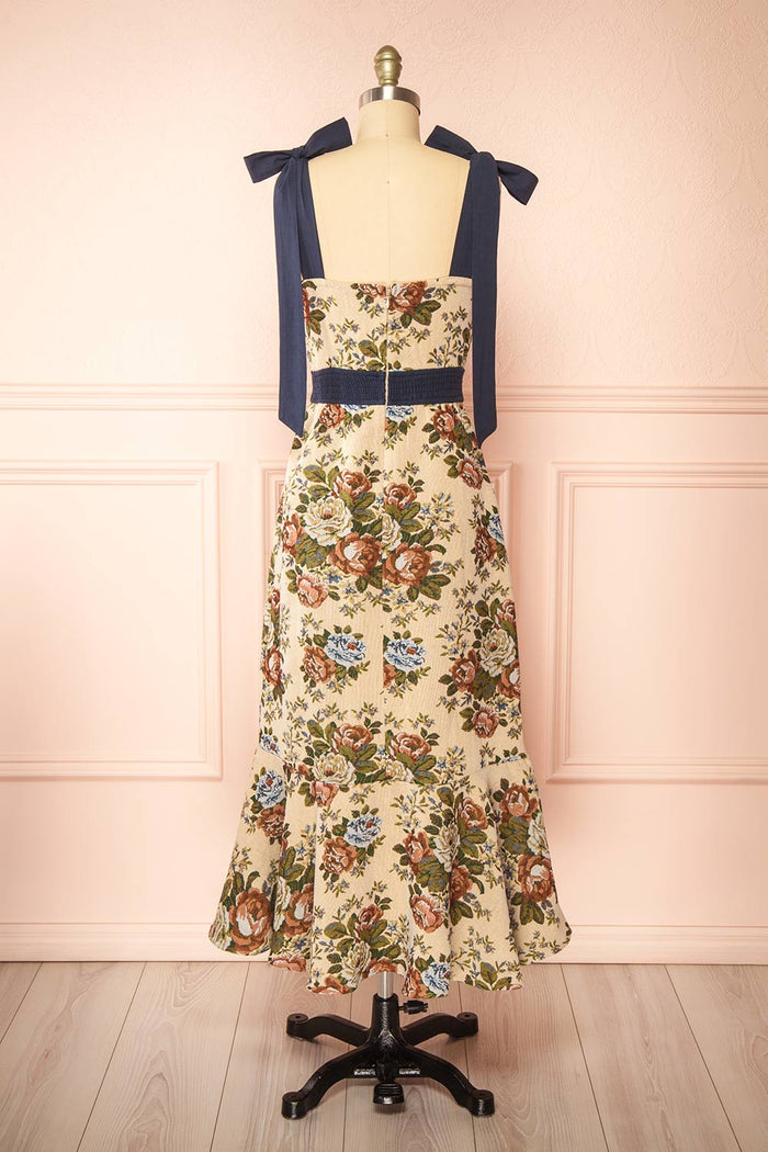 Lonnie Long Jacquard Dress w/ Tie Straps | Boutique 1861