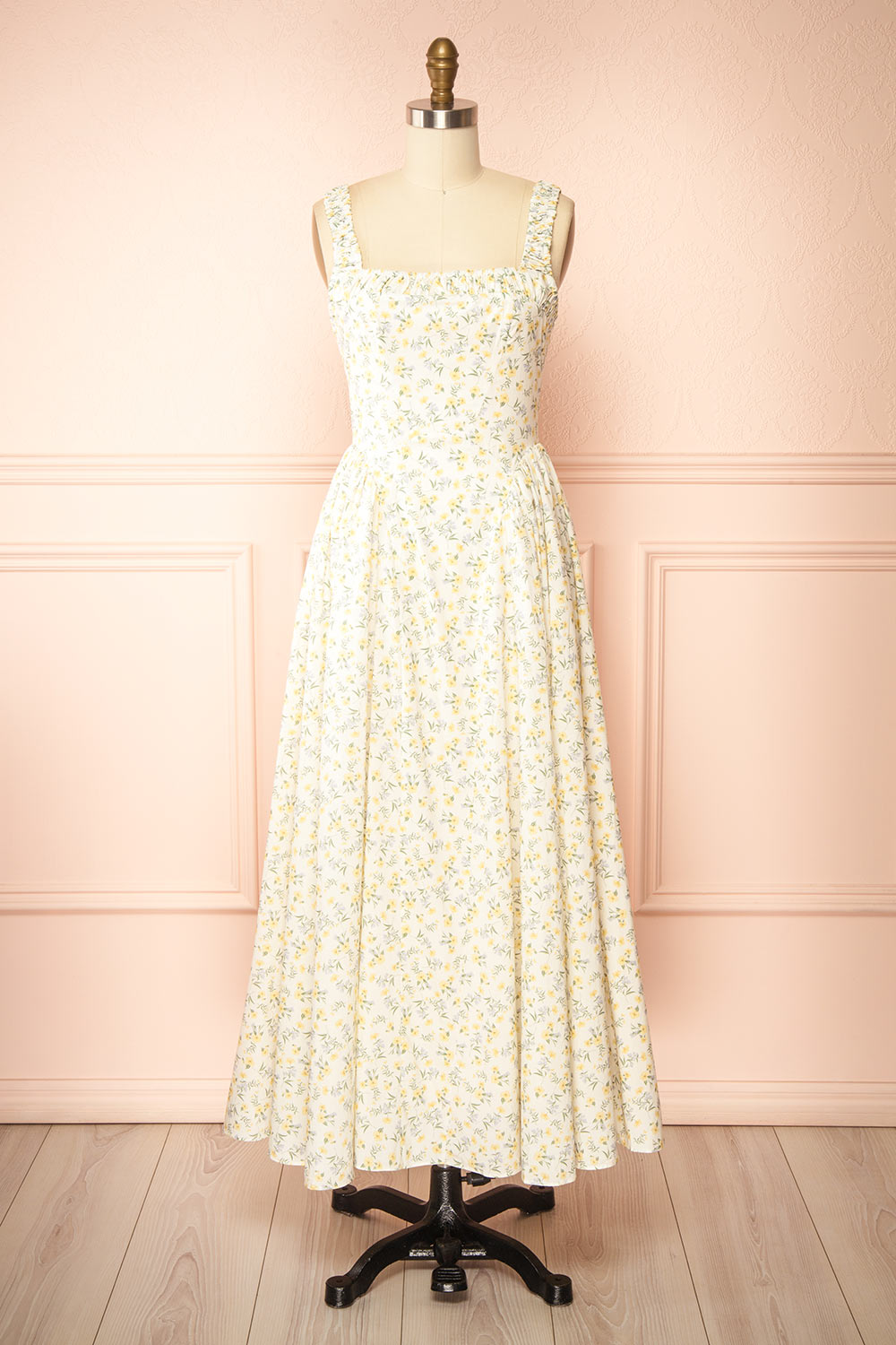 Maiko Yellow Floral Pattern Maxi Dress | Boutique 1861