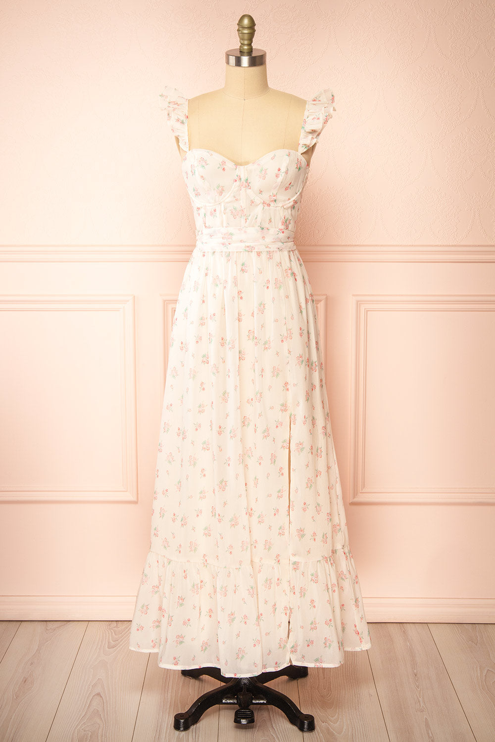 Mallory Long Floral Dress with Boning | Boutique 1861