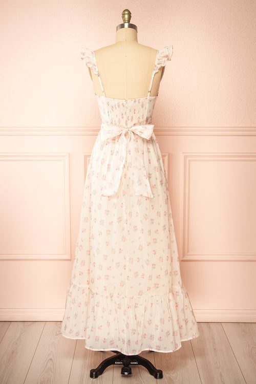 Mallory Long Floral Dress with Boning | Boutique 1861