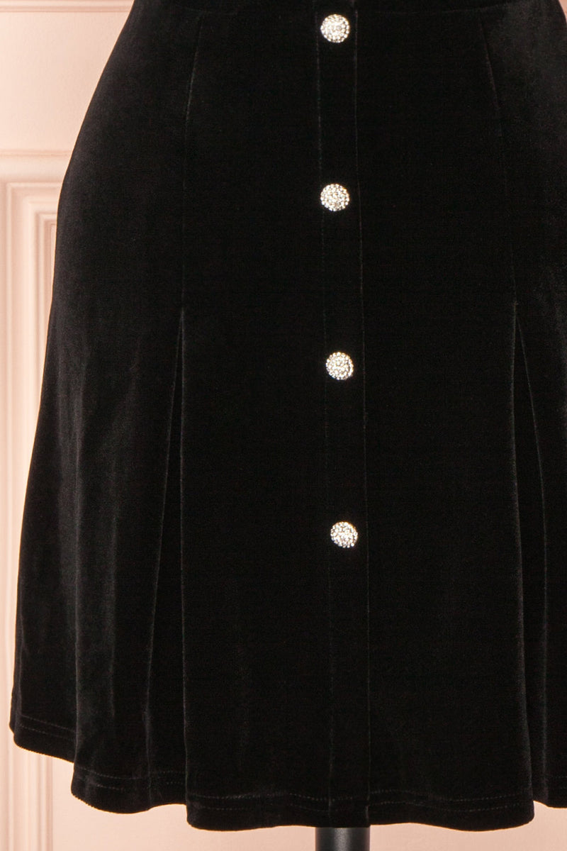 Mandy Short Black Velvet Dress w/ Peter Pan Collar | Boutique 1861