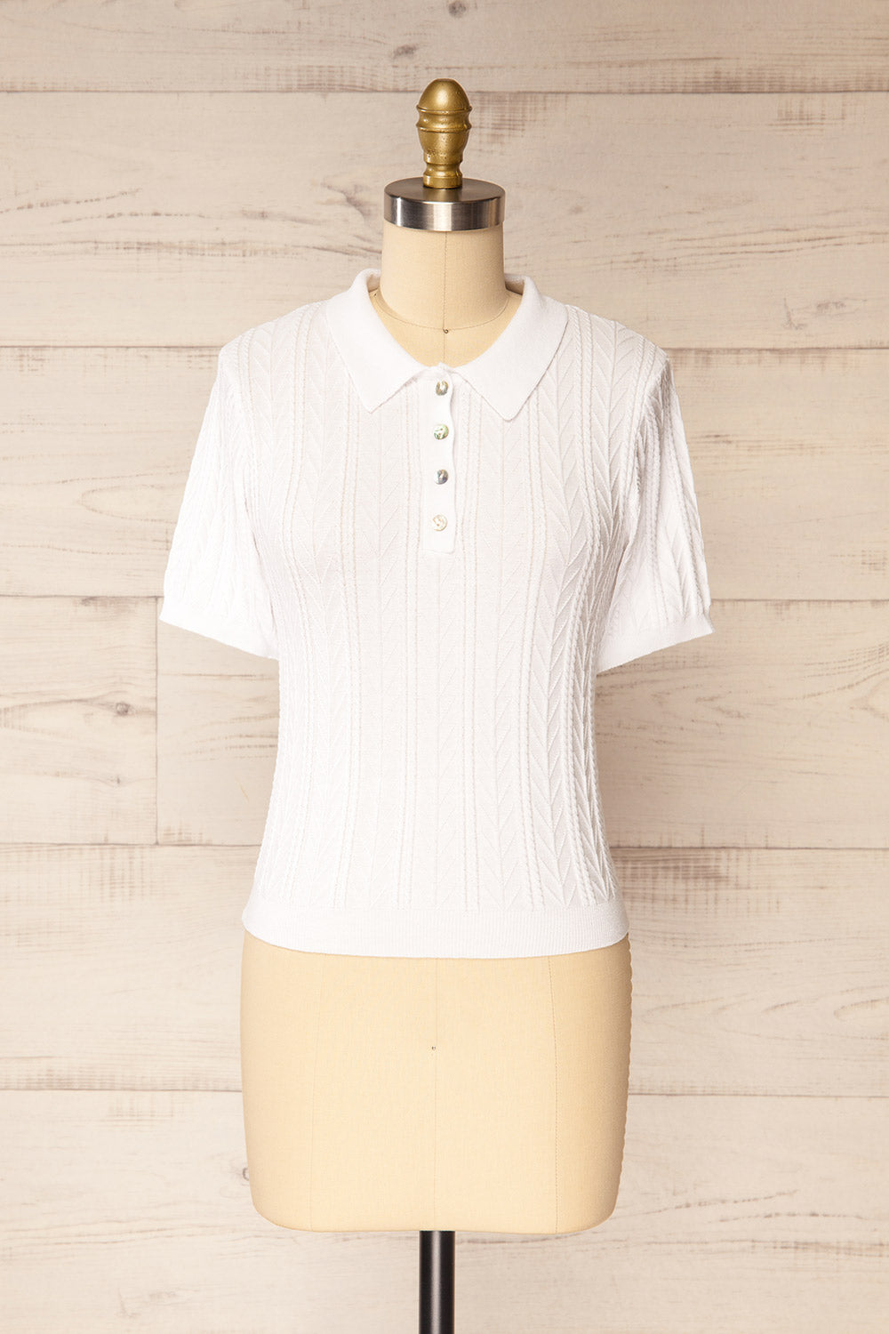 Markham White Textured Knit Shirt | La petite garçonne