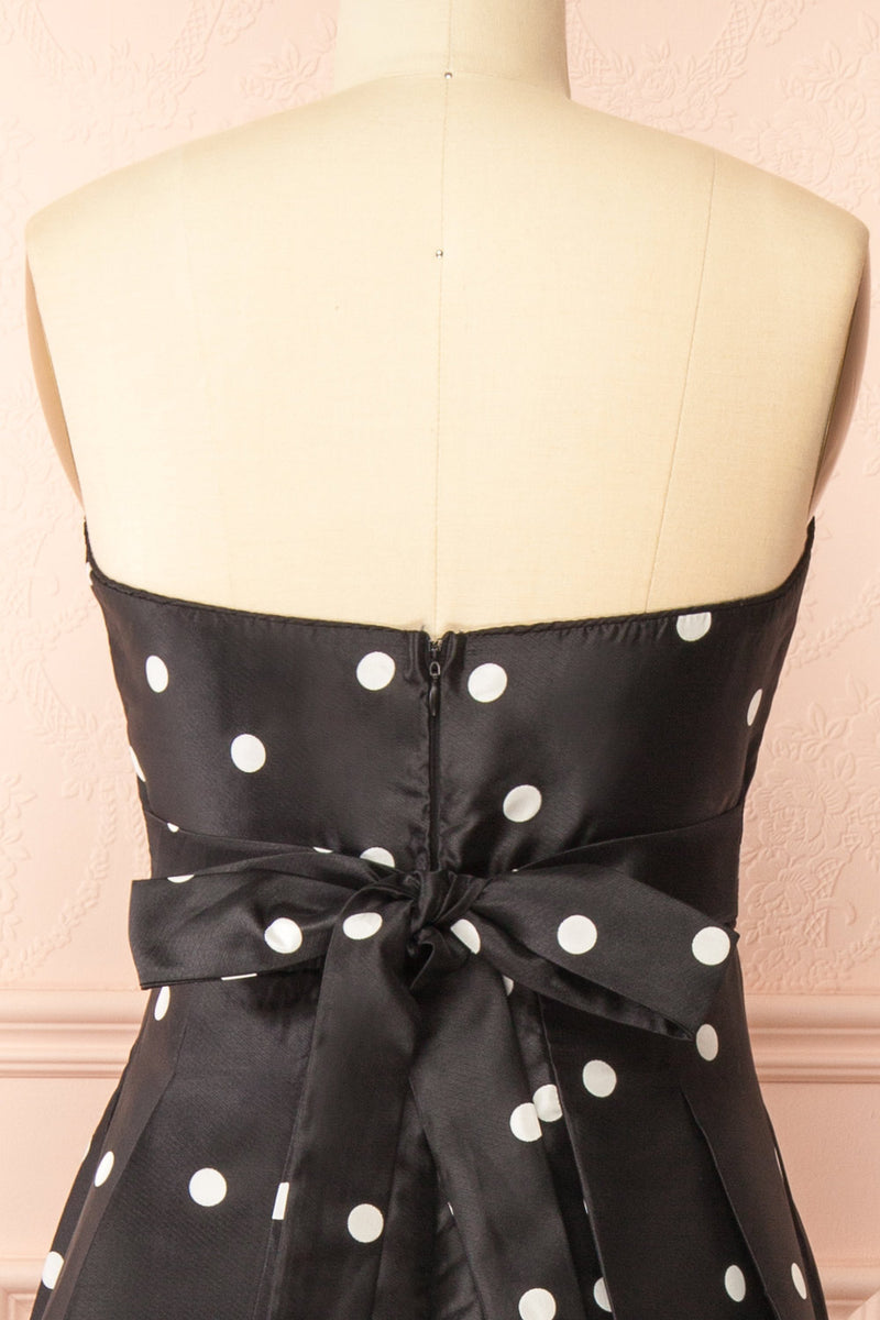 Nesrine Strapless Black Dress with Polka Dots | Boutique 1861