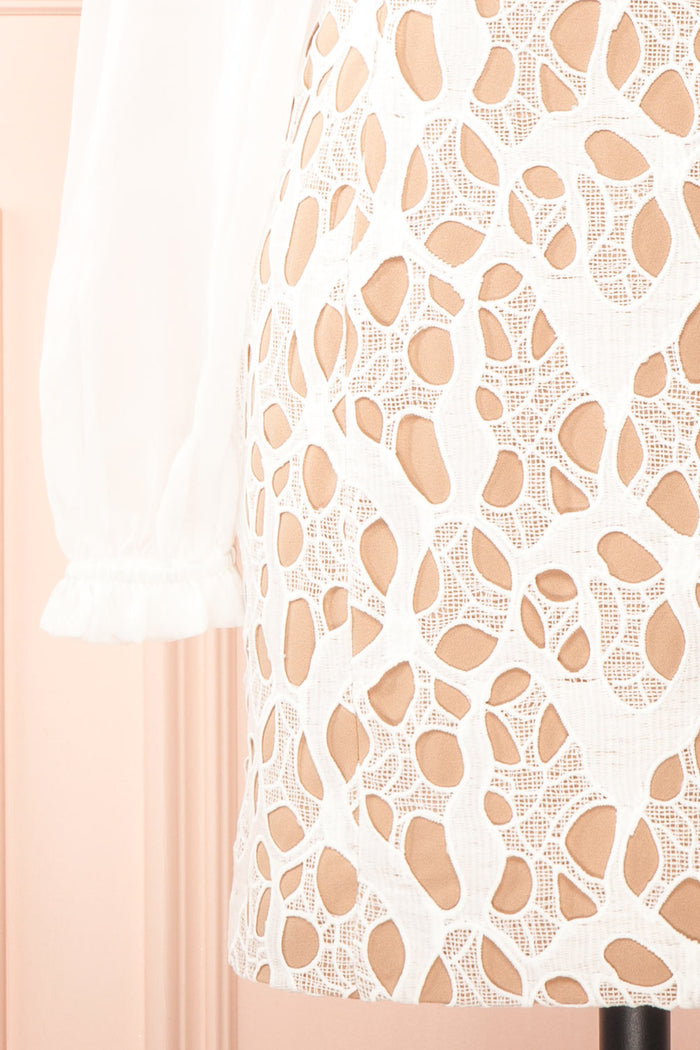 Oriane Short White Lacy Dress | Boutique 1861