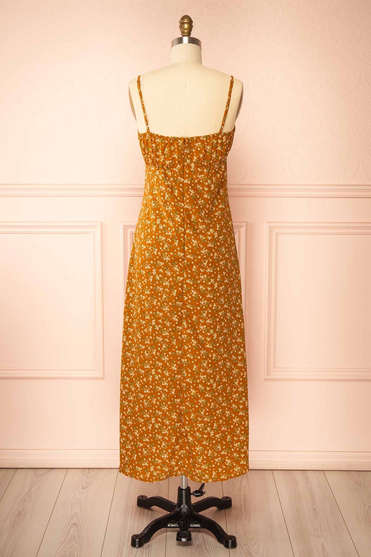Selar Robe Midi à Fleurs Brune avec Bordures en Dentelle et Nœud ...