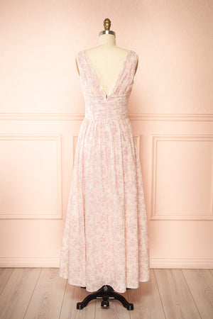Silas Pink Midi Dress w/ Vintage Print | Boutique 1861