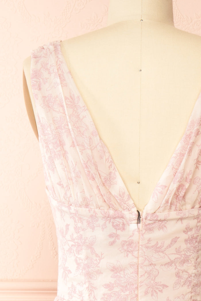 Silas Pink Midi Dress w/ Vintage Print | Boutique 1861