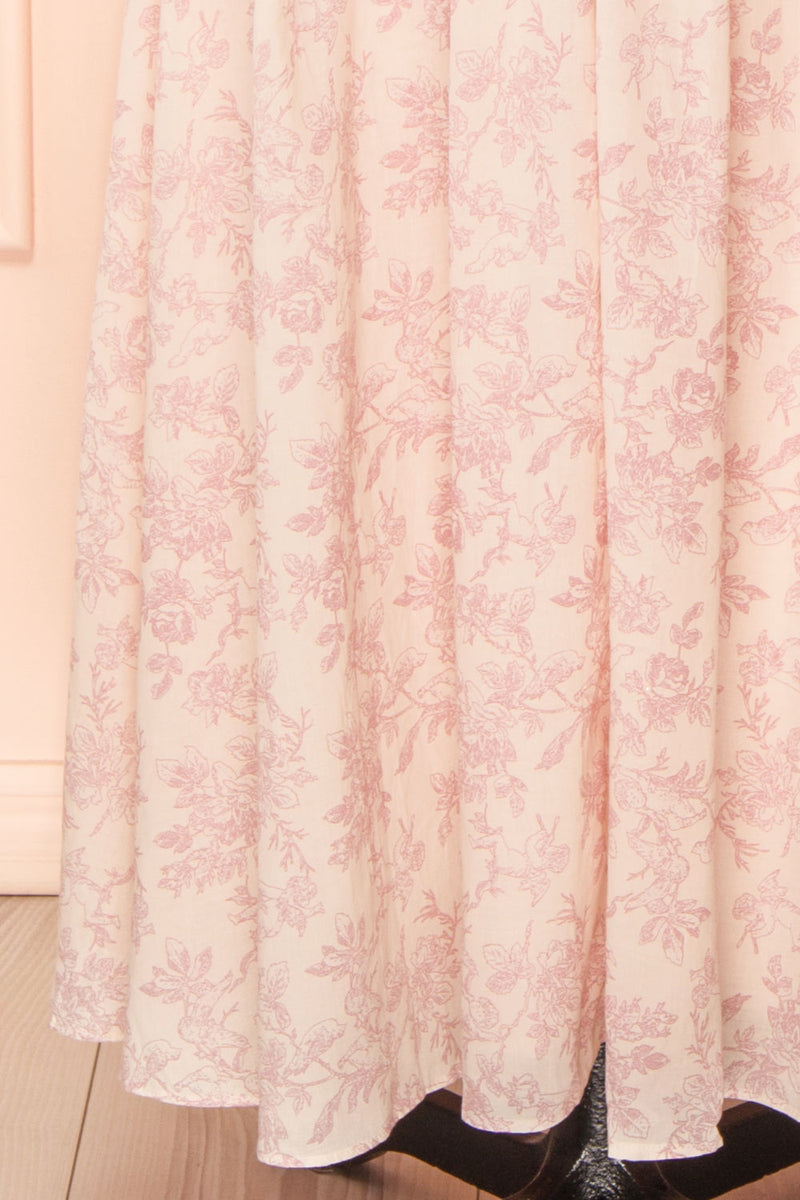 Silas Pink Midi Dress w/ Vintage Print | Boutique 1861