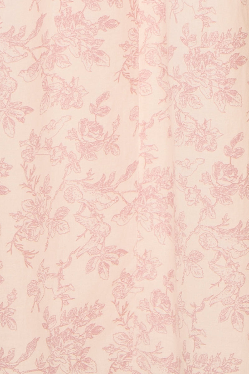 Silas Pink Midi Dress w/ Vintage Print | Boutique 1861