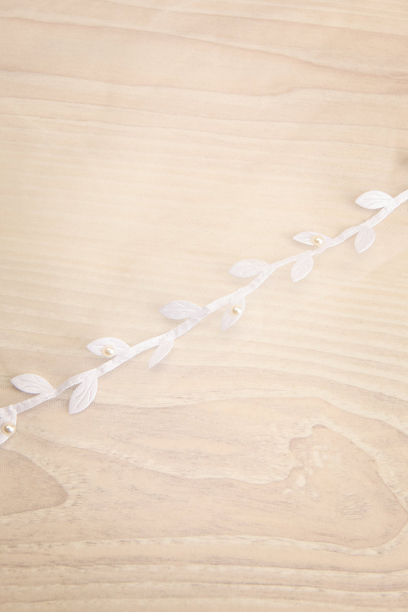 Tullia White Mesh Wedding Veil w/ Lace & Pearls | Boudoir 1861