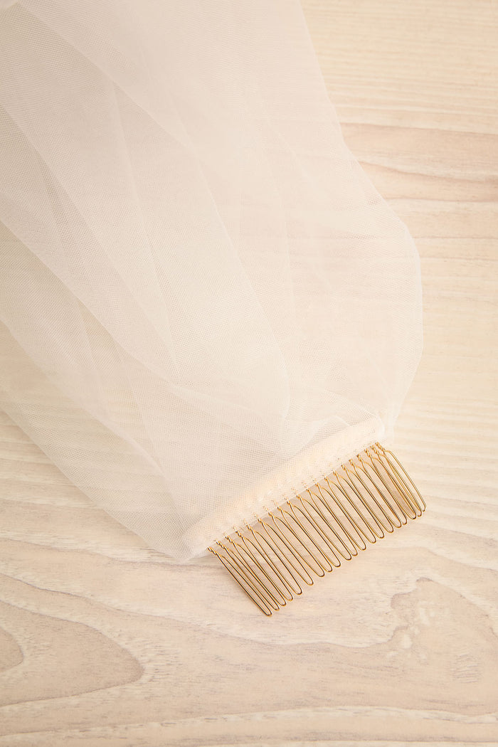 Tullia White Mesh Wedding Veil w/ Lace & Pearls | Boudoir 1861