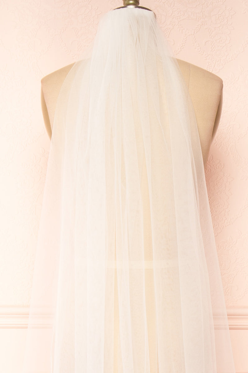 Tullia White Mesh Wedding Veil w/ Lace & Pearls | Boudoir 1861